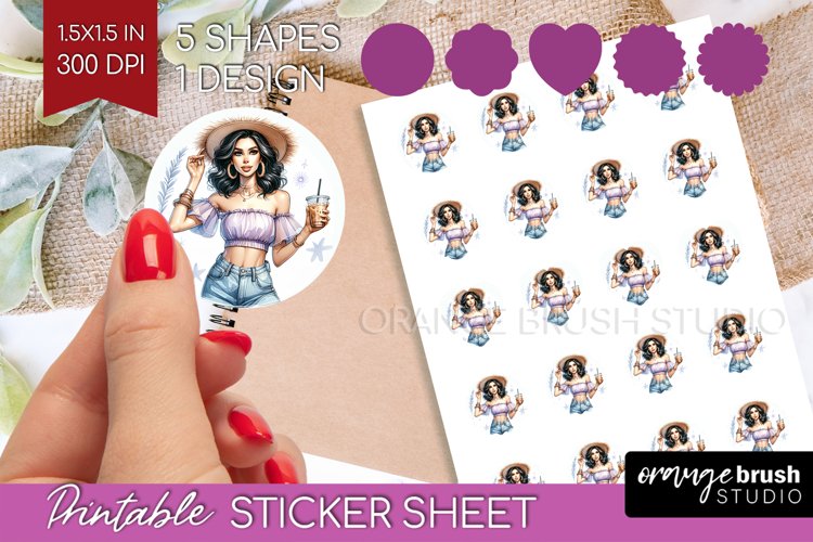 Coffee Girl Round Sticker - Coffee Lover Printable (5037070)