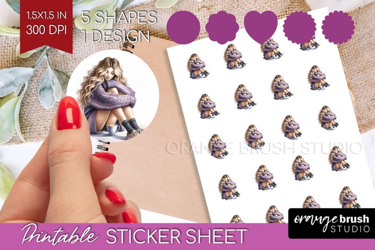 Coffee Girl Round Sticker - Coffee Lover Printable (5037081)