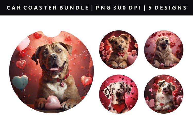 Valentine Dog Keychain And Car Coaster Sublimation (2950049)