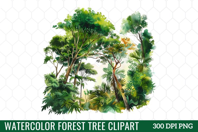 Watercolor Forest Tree Clipart (3460721)