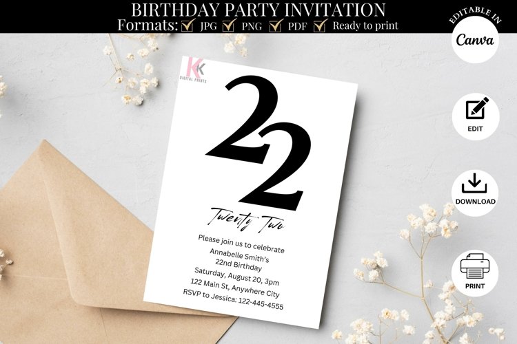 22nd Birthday Party Invitation Template 2710891 