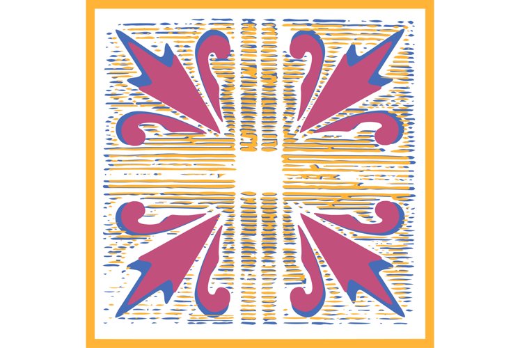 Simple floral ornament rosette in a square. (1961927)