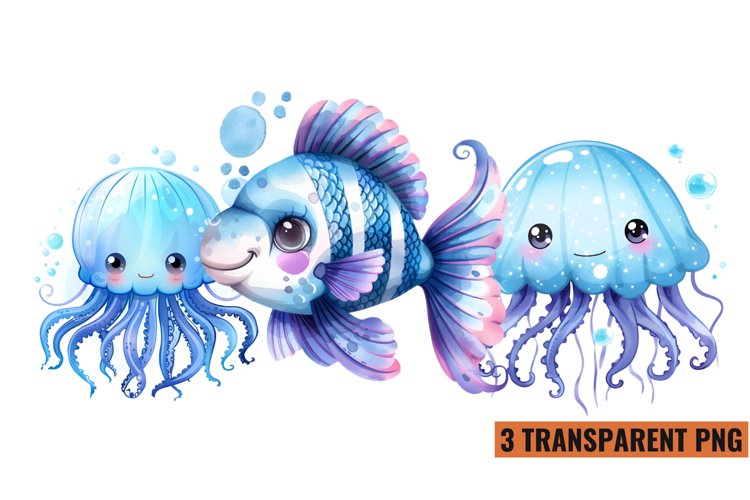 Watercolor Under The Sea Clipart PNG