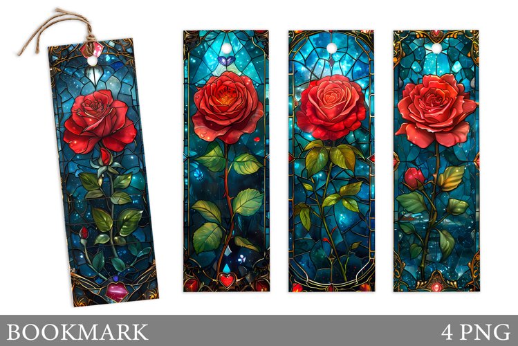 Stained Glass Bookmark. Rose Bookmark Design (4870668)