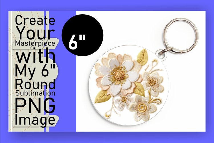 Artistic Flower Embroidery Keychain Charm