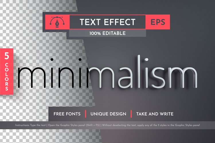 Minimalism Editable Text Effects, Graphic Styles