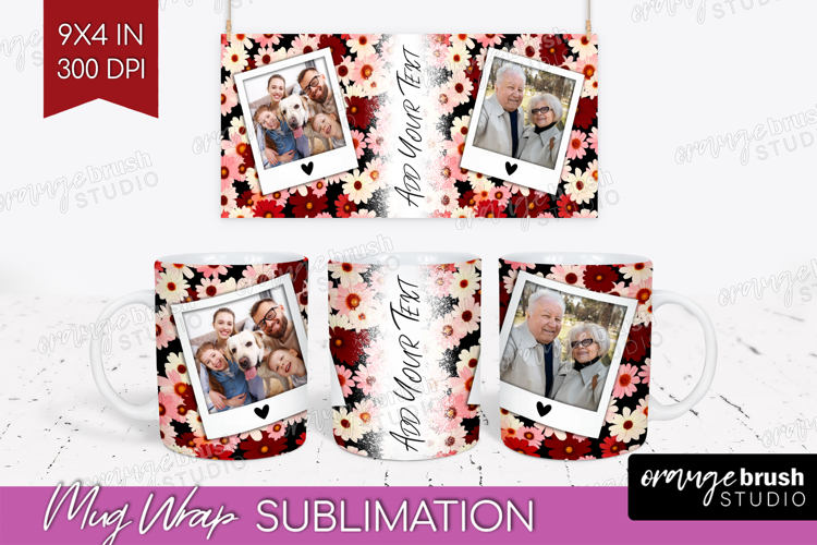 Retro Flowers Photo Mug Wrap PNG - Floral Picture (5417010)