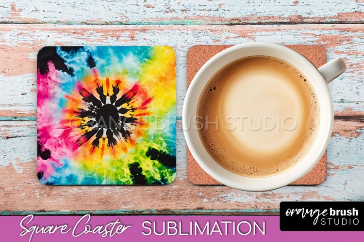 Tie Dye Square Coaster Sublimation - Neon Coaster (4321351)