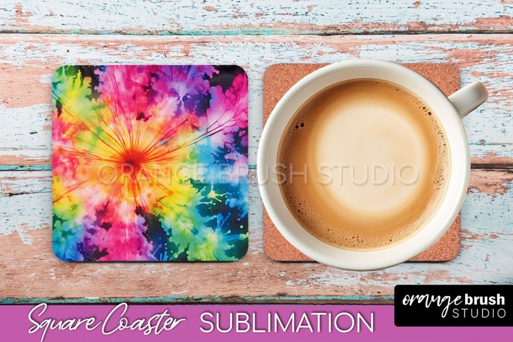 Tie Dye Square Coaster Sublimation - Neon Coaster (4321357)