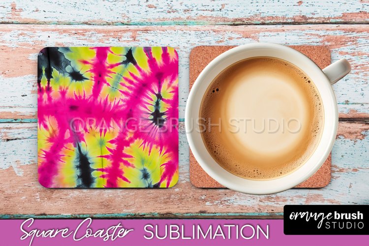 Tie Dye Square Coaster Sublimation - Neon Coaster (4321365)