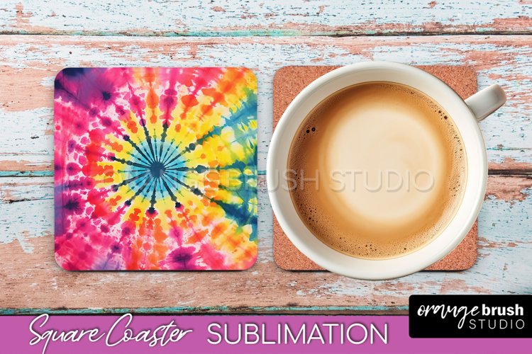 Tie Dye Square Coaster Sublimation - Neon Coaster (4321371)