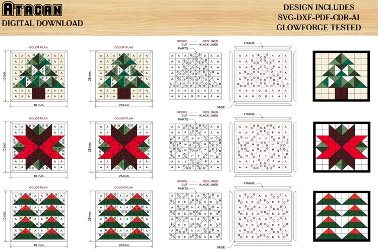 Christmas Barn Quilt Set / Snowflake, Noel Tree Quilt blocks (2146769 ...