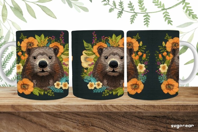 Embroidery Beaver Mug | 11 oz | Sublimation