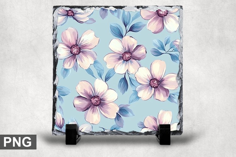 Pastel Flowers Square Sublimation Slate Design