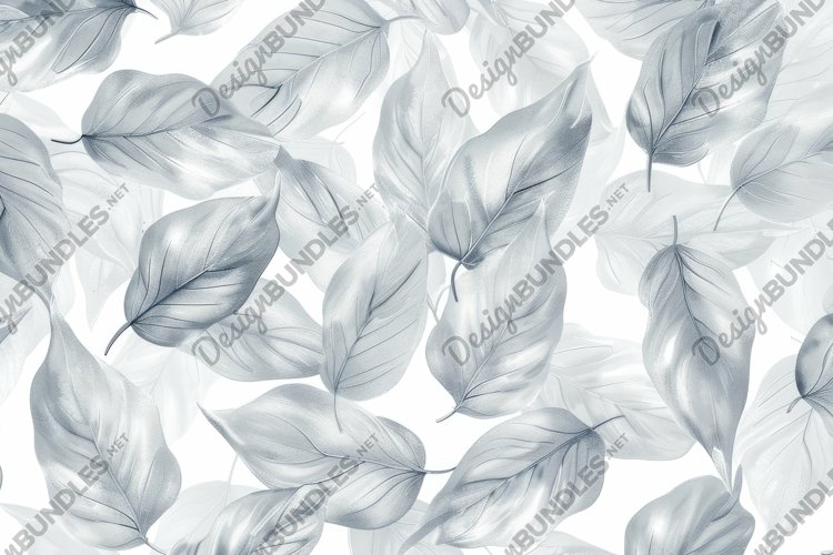 Leaves in Shades of Grey Background Wallpaper