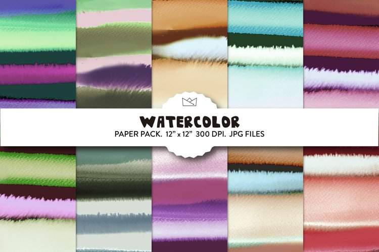 Watercolour stripe digital paper, rainbow watercolor