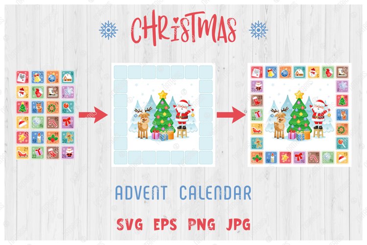 Christmas Advent Calendar with cute Santa Claus (511946)
