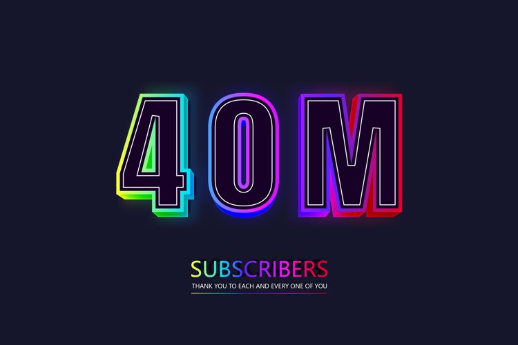 40M subscribers celebration template Neon Sign Text Effect