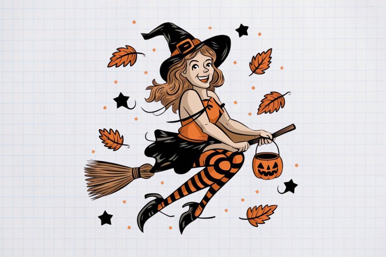 Vintage Witch Halloween Sublimation PNG (4587632)