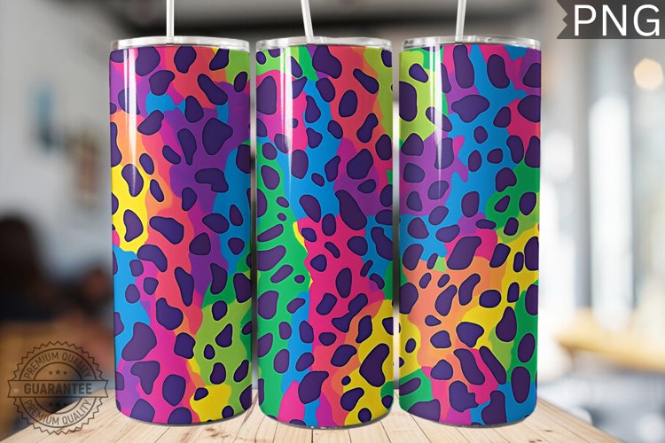 Rainbow Leopard Print Tumbler Wrap - High Quality 300 Dpi
