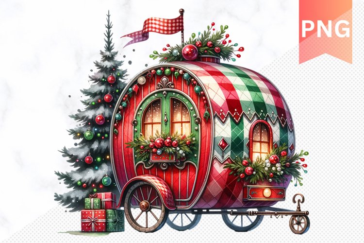 Christmas Whimsical Caravan - Clipart PNG Design