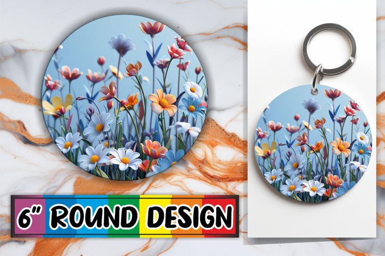 Blossoming Floral Circle Keychains (3523421)