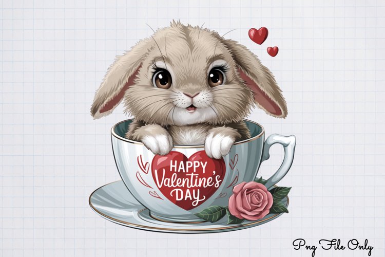 Valentines Day Bunny Cups Clipart PNG (5080804)