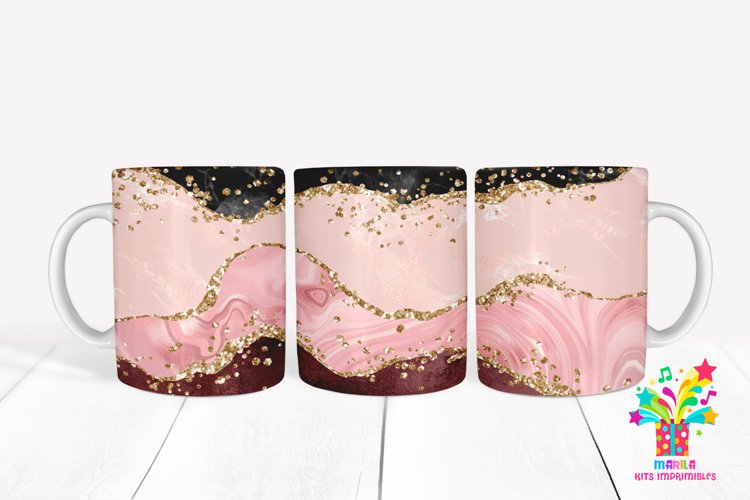 Pink Glitter Agate Mug Sublimation / Agate Mug (1503455)