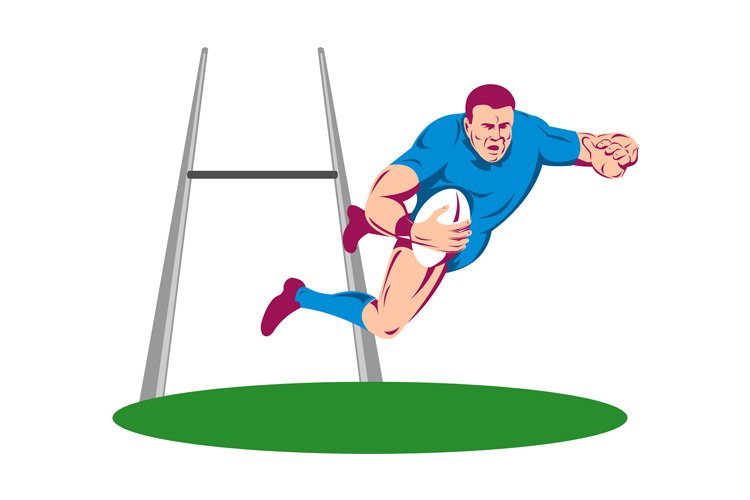 rugby player diving to score a try (327522)