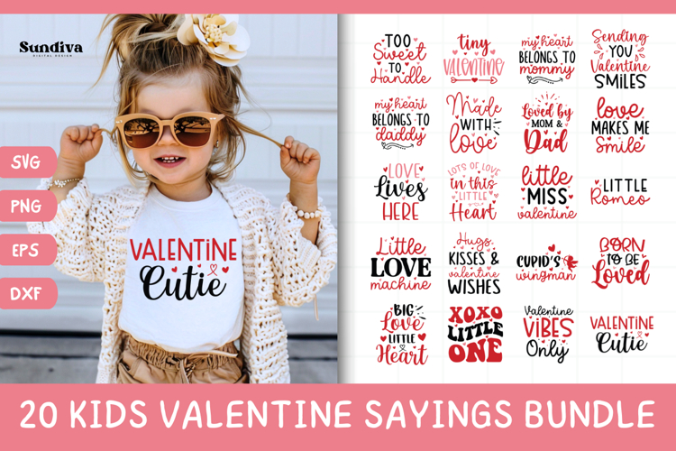 20 Kids Valentine's Day Quotes SVG Bundle