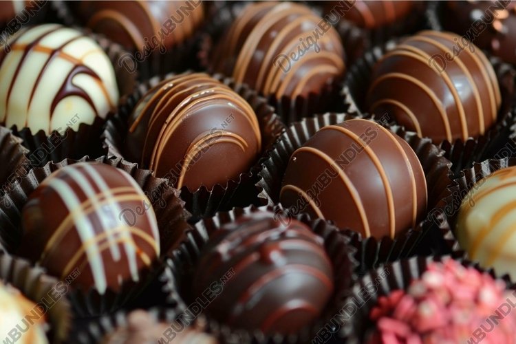 Closeup of a luxurious selection of fine chocolate truffles