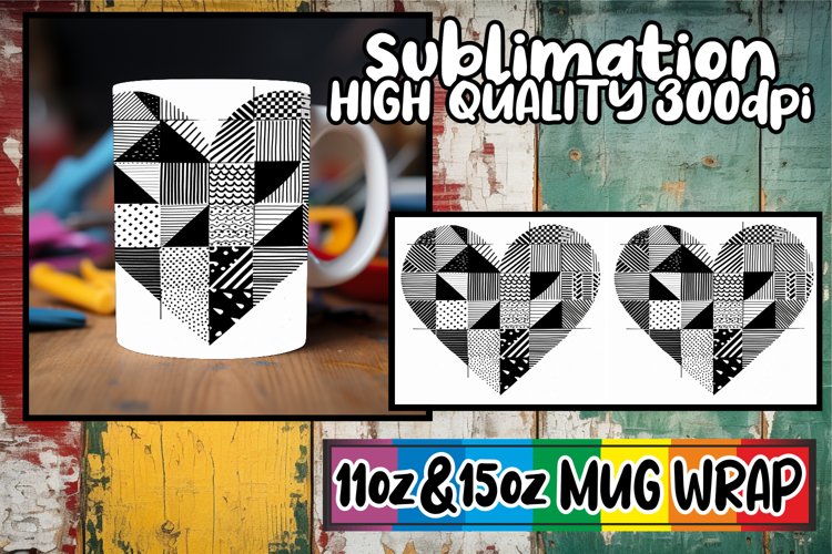 Romantic Heart Patterned Cup - 11oz 15oz (3149996)