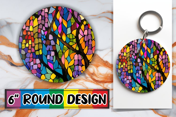 Colorful Round Design Stained Glass Tree (4468549)