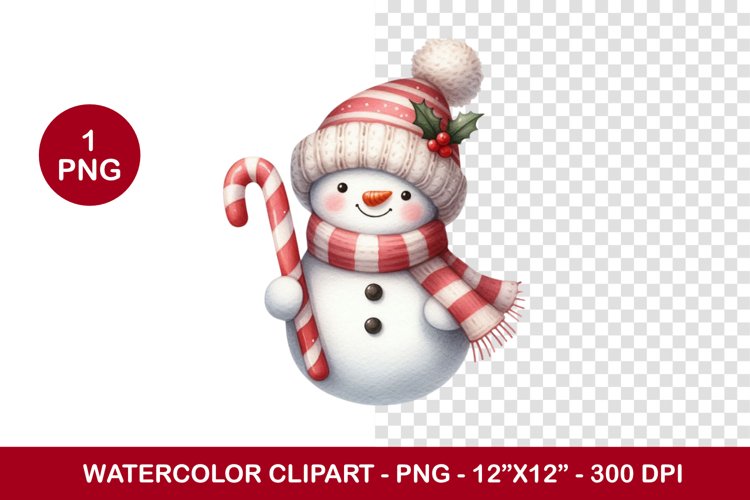 png watercolor clipart - cute snowman (4904382)