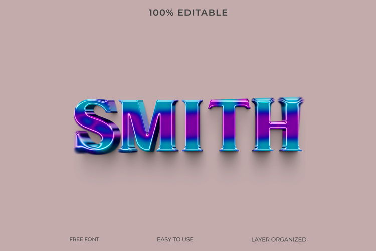 3D Chrome Gradient Text Effect Photoshop Template