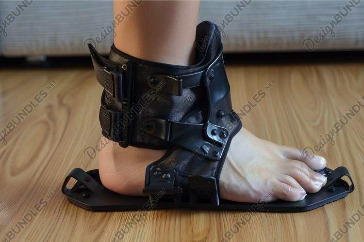 Woman wearing ankle foot orthosis stabilizing foot drop brac