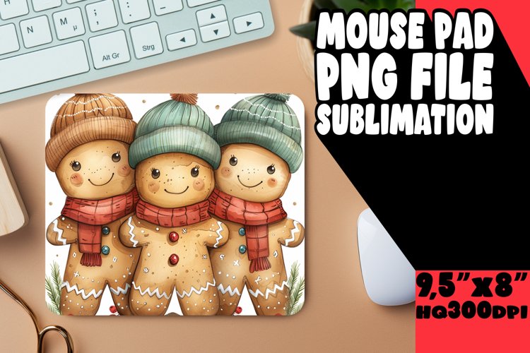 Festive Gingerbread Mouse Pad Winter Art