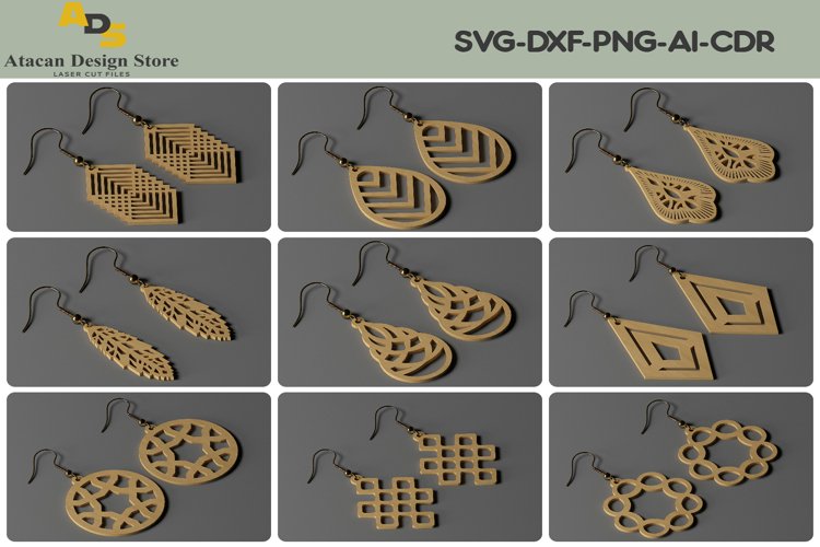 Laser Cut Jewelry Earrings / Teardrop Pendants Vectors 219