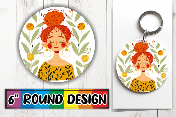Elegant Watercolor Portrait Round Design PNG