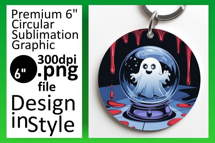 Elegant Round Design Keychain Template , Halloween (4863725)