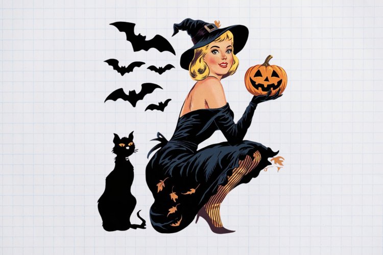Vintage Witch Halloween Sublimation PNG (4587637)