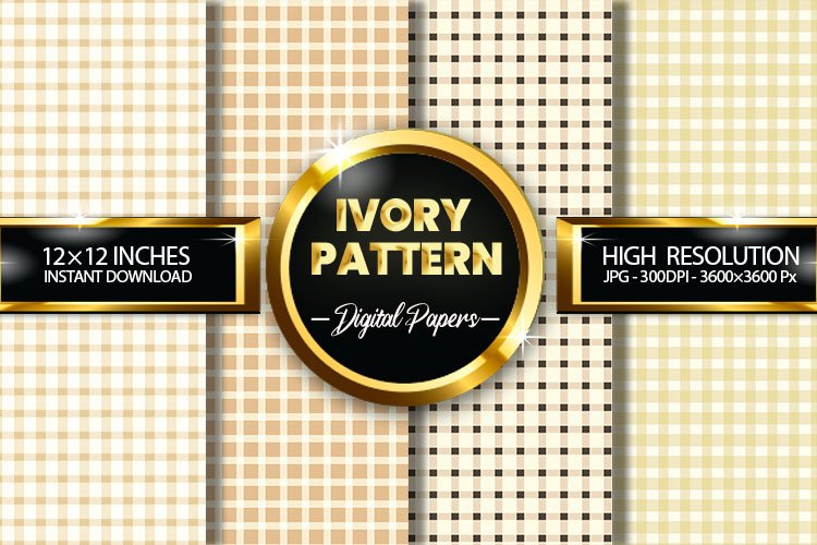 Ivory Pattern Gingham Digital Papers - 04 (3001359)