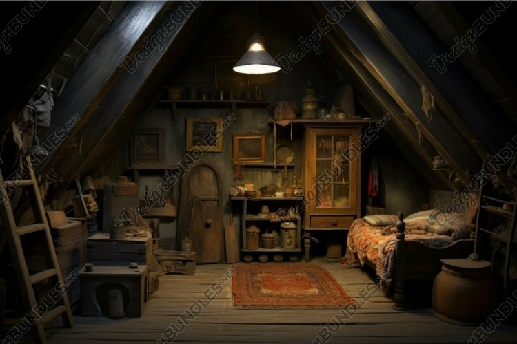 Cozy Storage room cottage. Generate Ai