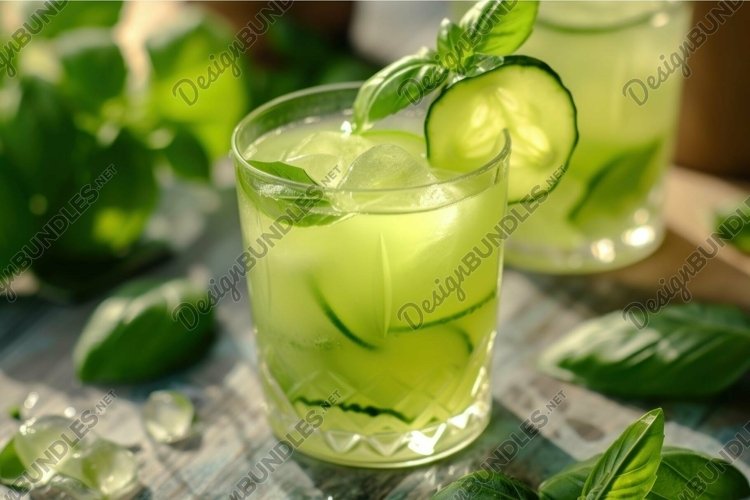 Invigorating Basil cucumber drink. Generate AI