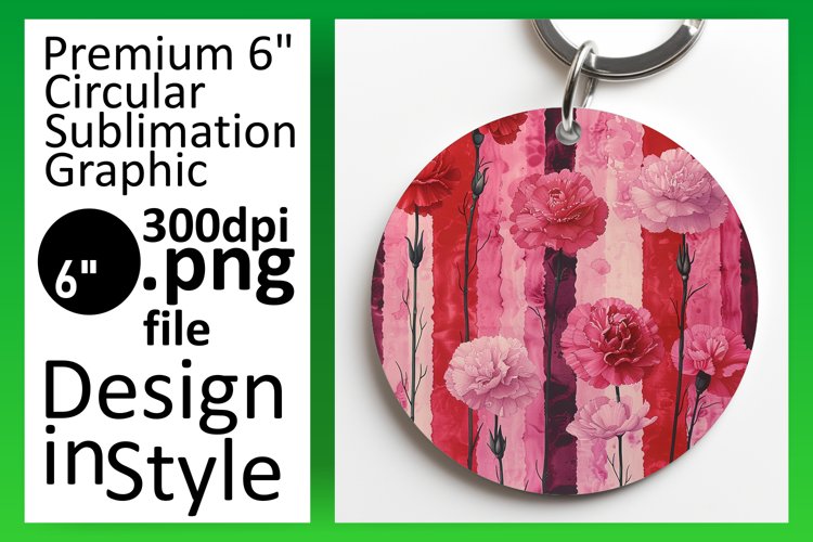 Floral Stripe Delight: Sublimation Circle & Keychain