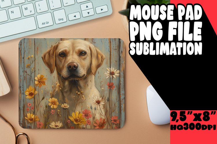 Wooden Dog Sublimation Mouse Mat