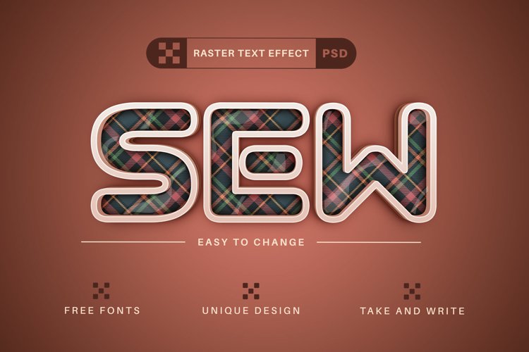 Sew - Editable Text Effect, Font Style