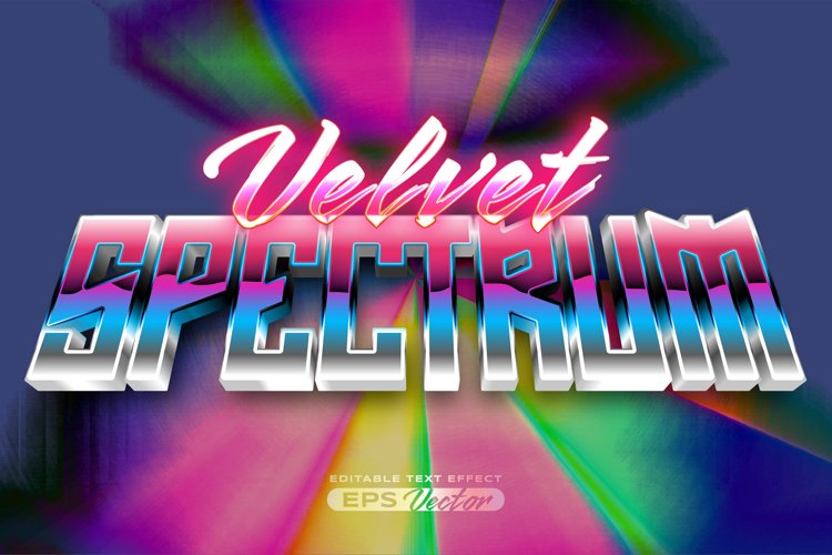 Retro editable text effect style velvet spectrum futuristic