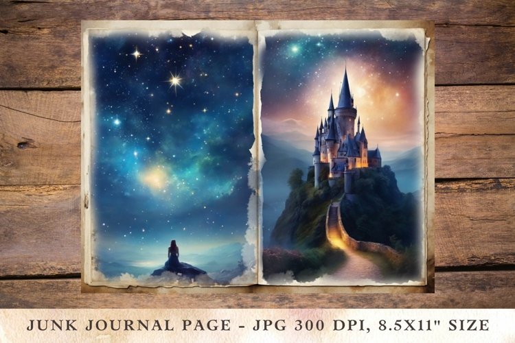 Printable Junk Journal Pages night castle 4