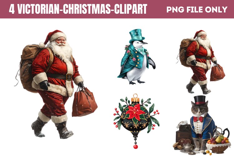 Victorian Christmas Sublimation Clipart PNG (4861349)